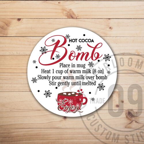 Hot Cocoa Bomb Labels Hot Cocoa Bomb Stickers Instructions - Etsy