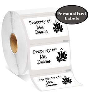 Property of Labels | Flower Library Teacher School Book Stickers ...