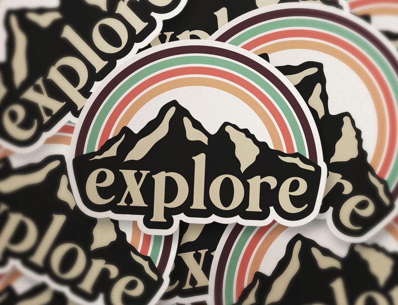 Explore Rainbow Sticker Get Outdoors Camping Die Cut Decal Sticker ...
