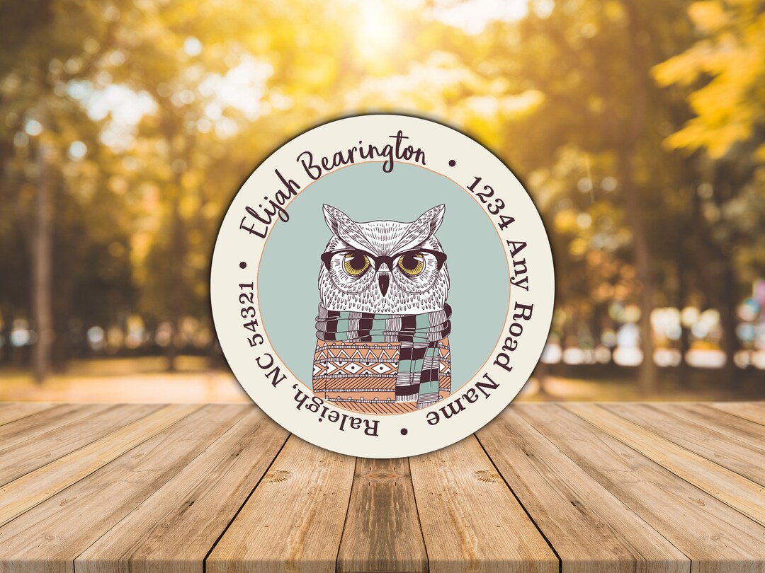 Wise Owl Return Address Labels | Winter Owl Stickers | Personalized ...