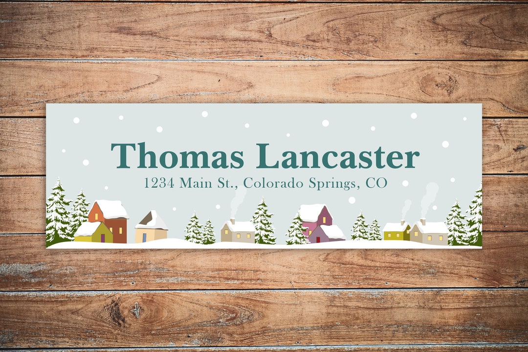 Winter Village Address Labels Return Address Labels Rectangle Return ...