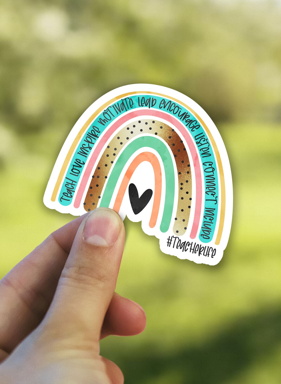 Rainbow Teacher Sticker Teacher Sticker Educator Die Cut Sticker ...