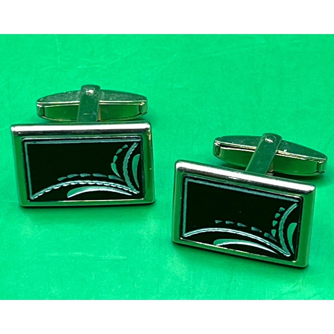 Foster Rectangular Cufflinks Men's Fashion Accessory Hand Etched Gold ...
