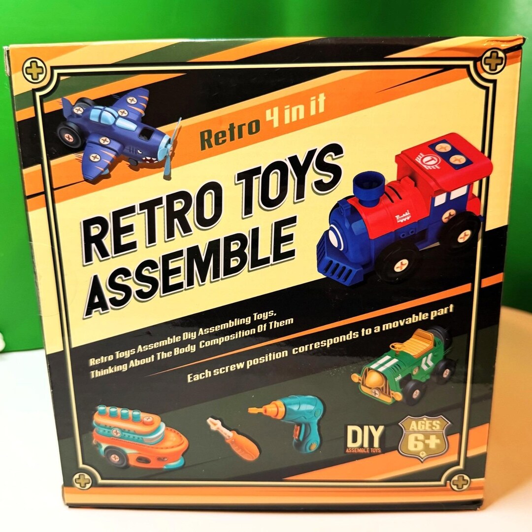 DIY Retro Toy Assemble 4 in 1 Construction Build Set Drill Car Plane ...
