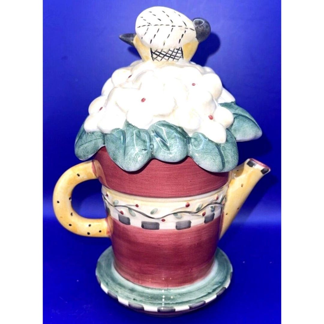 Sakura Debbie Mumm Porcelain Teapot Bee Flowers Garden Hand Painted ...