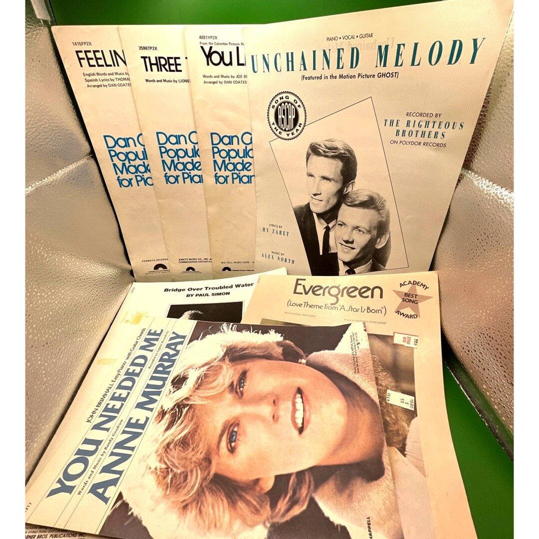 Vintage Piano Sheet Music Collection Popular Songs Hits 1980s Lot of 7 ...