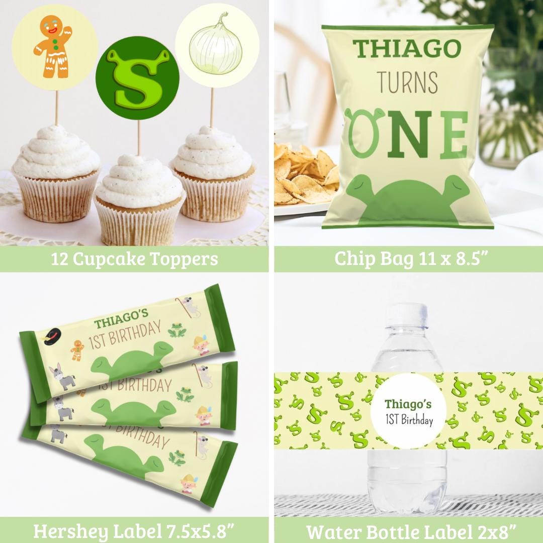 Shrek 1st Birthday Party Bundle | Printable Shrek Birthday Decorations ...
