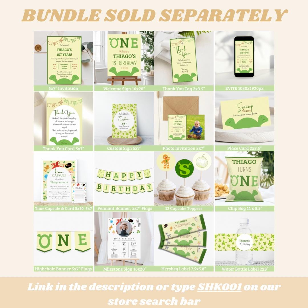 Shrek-themed 1st Birthday Invitation | Custom Printable Party Invite ...