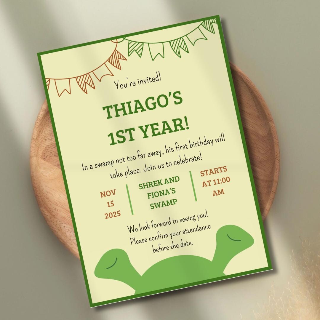 Shrek-themed 1st Birthday Invitation | Custom Printable Party Invite ...