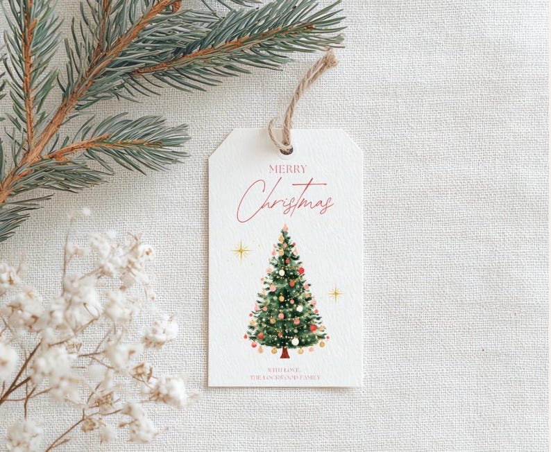 Watercolor Christmas Gift Tags | Printable, Editable in Canva (PDF) - Etsy