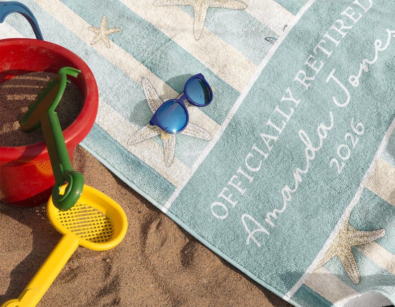 Personalized Retirement Beach Towel, Custom Pool Towel With Name ...