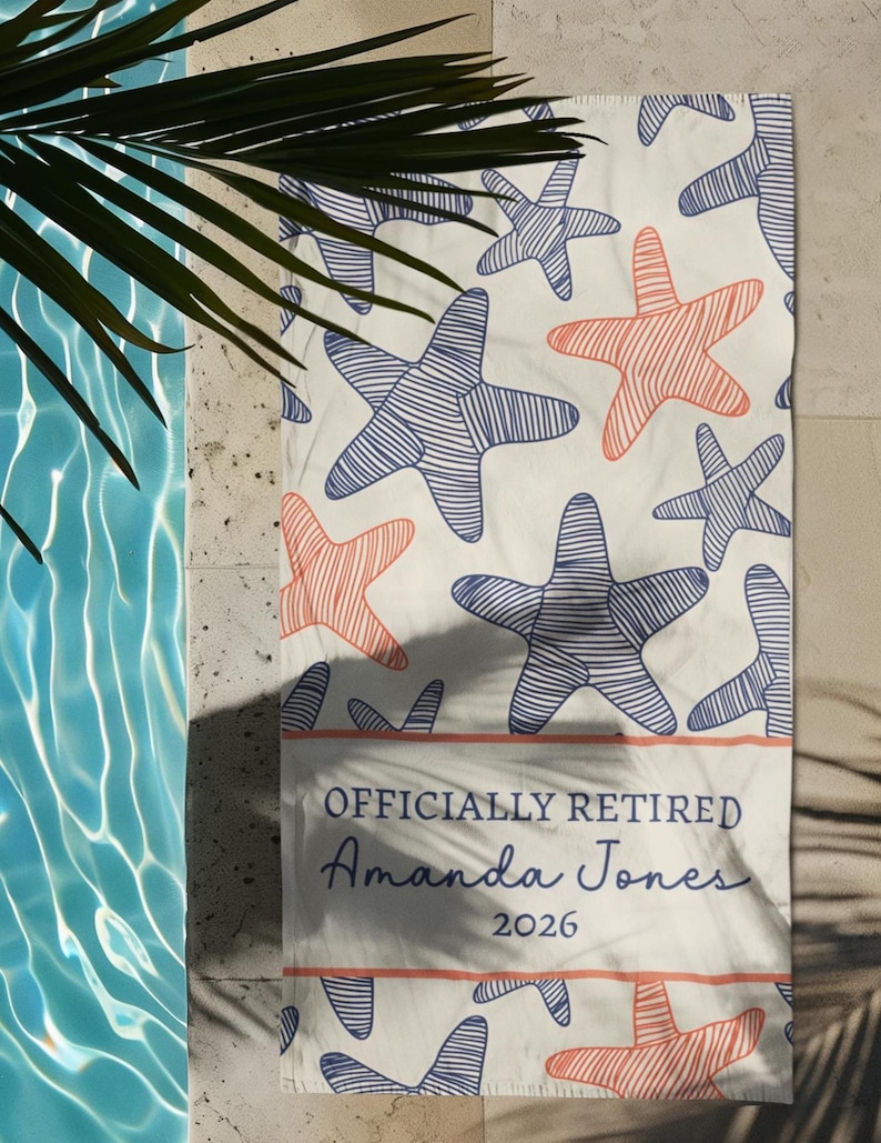 Personalized Retirement Beach Towel, Custom Pool Towel With Name ...