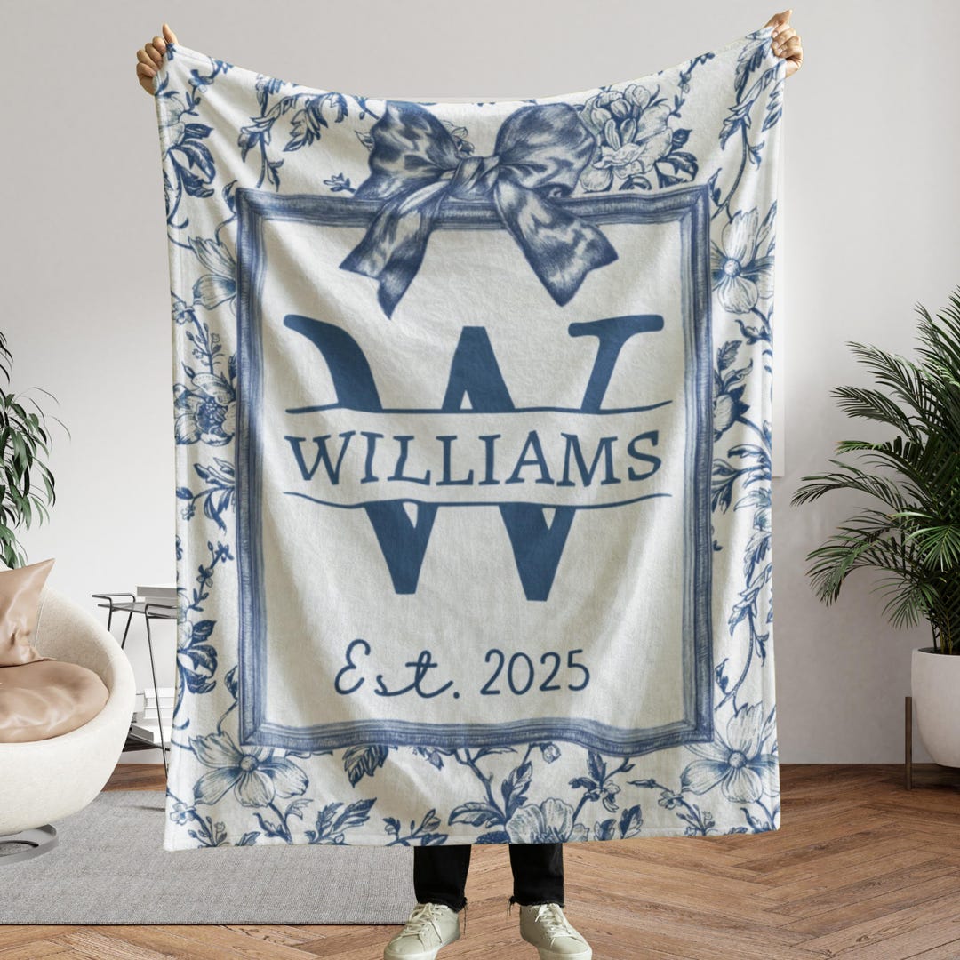 Personalized Family Name Blanket, Custom Monogram Throw, Wedding or ...