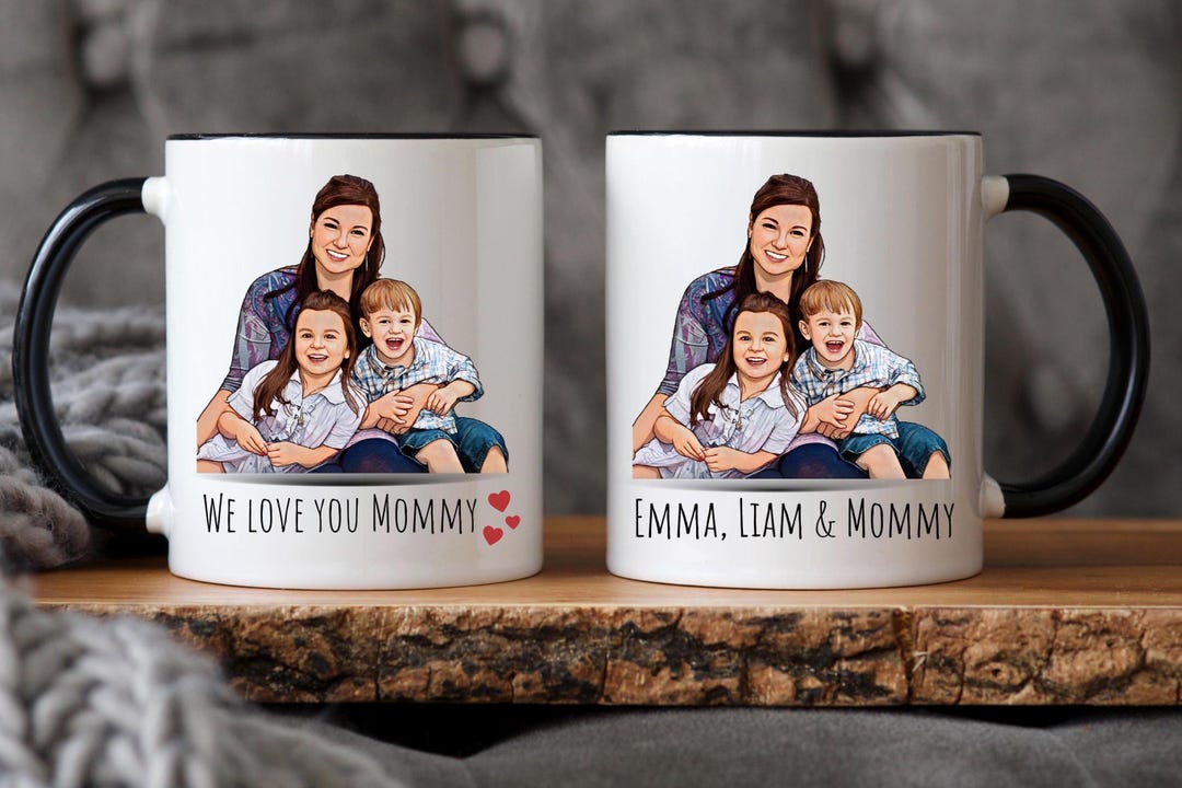 Mug for Mother, Personalized Mom Photo Mug, Cartoon Mama Painting Mug ...