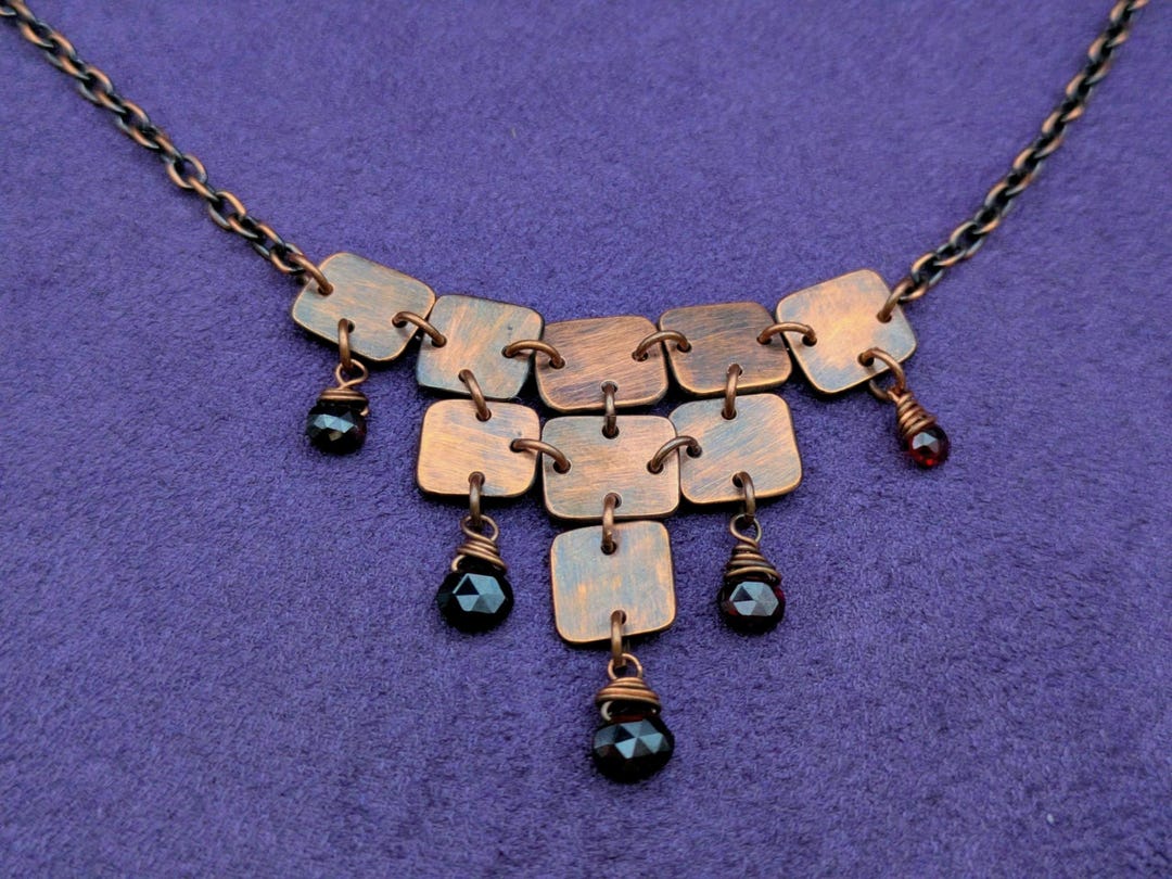 Copper Garnet Necklace, Articulated Armor Pendant: ARMOR OF TRUST ...