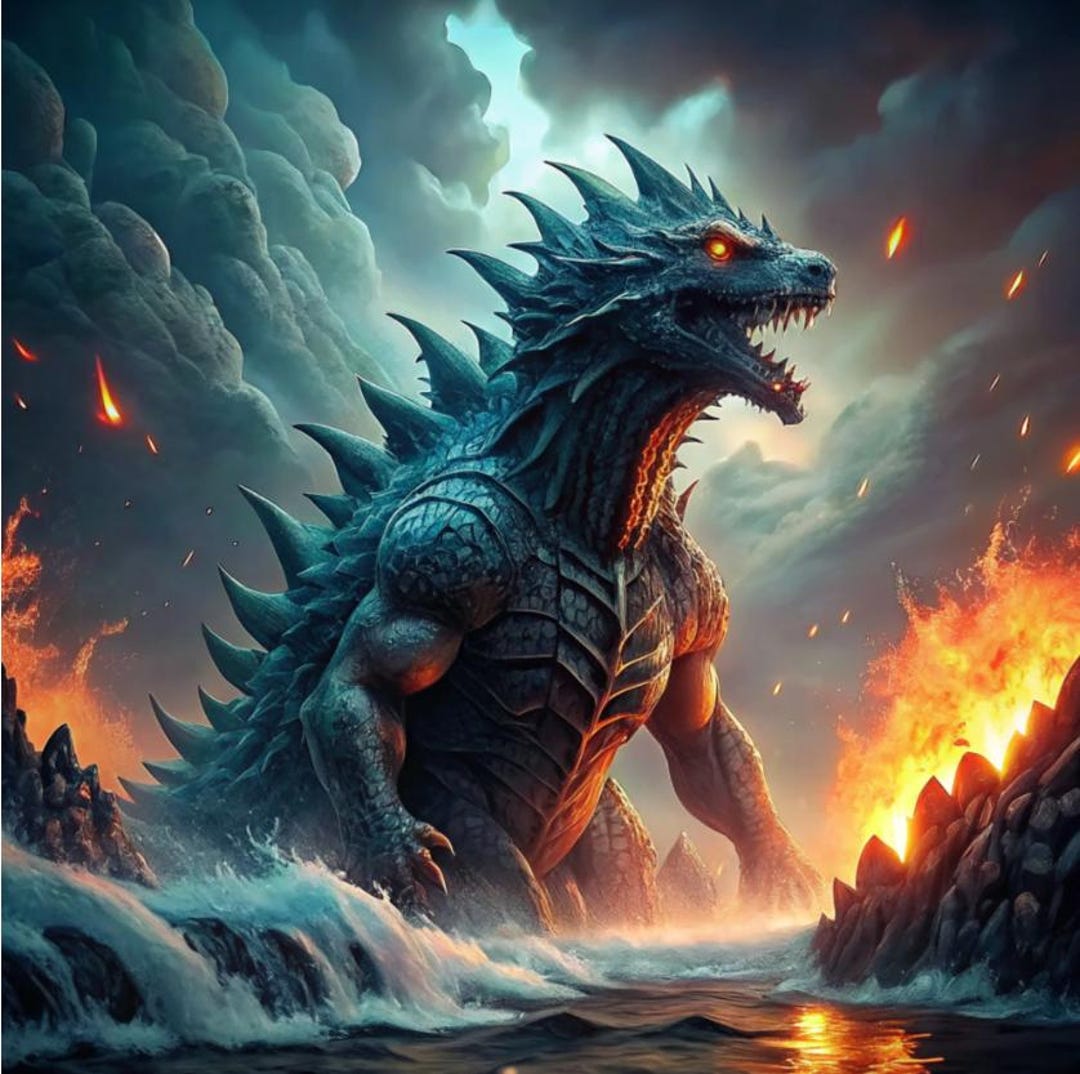 Godzilla Clip Art , Godzilla Digital Print , Godzilla Poster , High ...