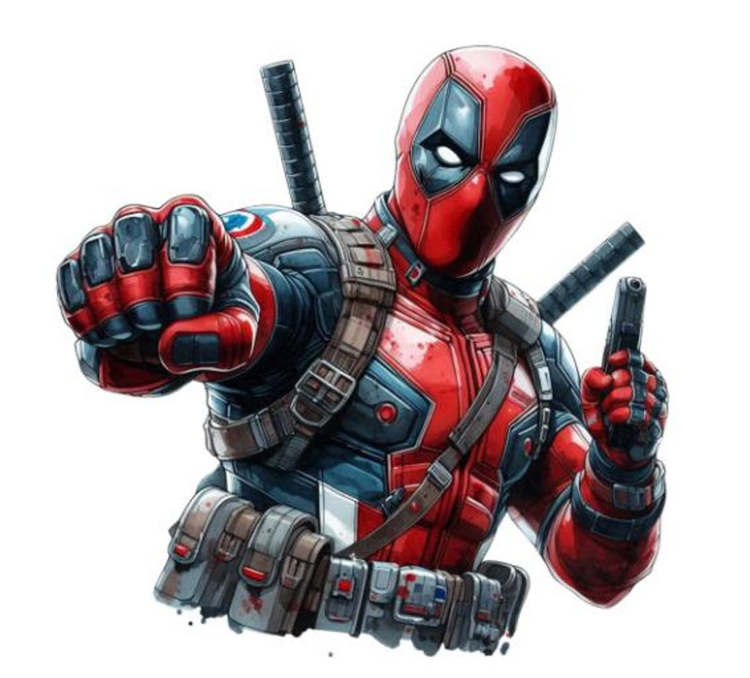2 PNG Warrior Deadpool Art , Colorful Watercolor Superhero PNG , Marvel ...