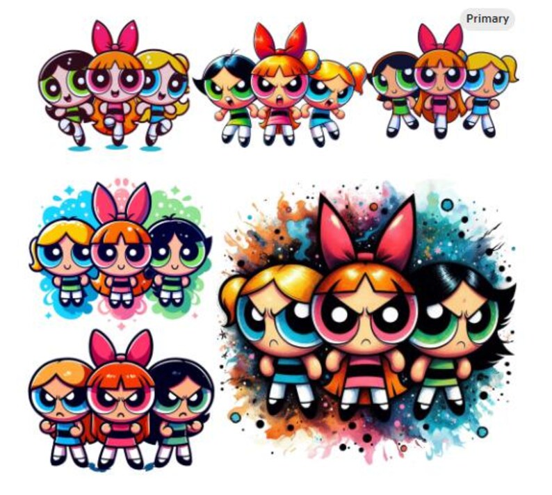 Colorful Powerpuff Girls PNG Pack,powerpuff Girls Trio: Minimalist ...