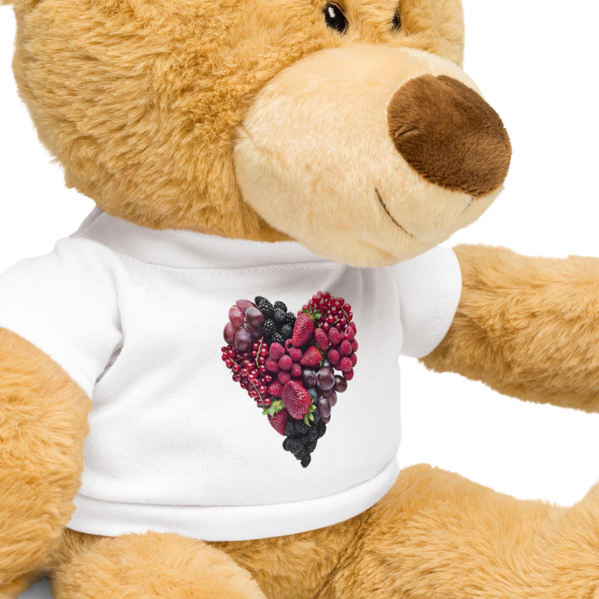 Adorable Teddy Bear With Heart Shape Fruit T-shirt Soft Plush Toy Gift ...
