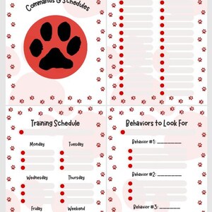 Paw Print Pet Emergency & Pet Sitter Information Binder Template - RED ...