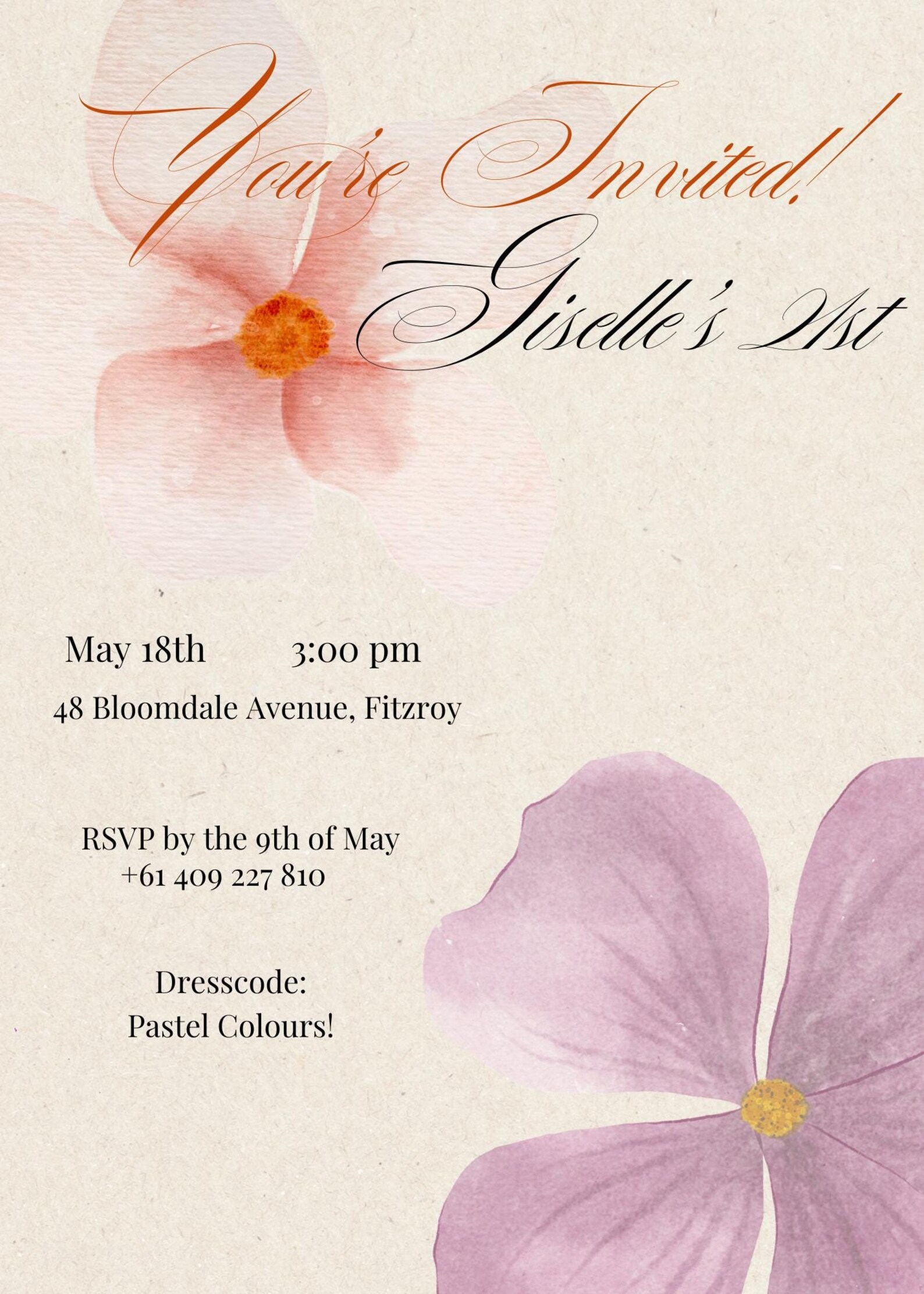 Customisable Birthday Invitation Template, Spring Floral. - Etsy