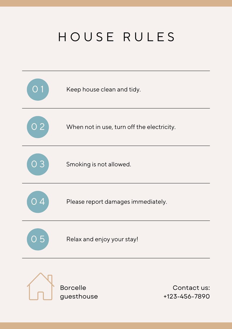 Air Bnb Rules Template - Etsy