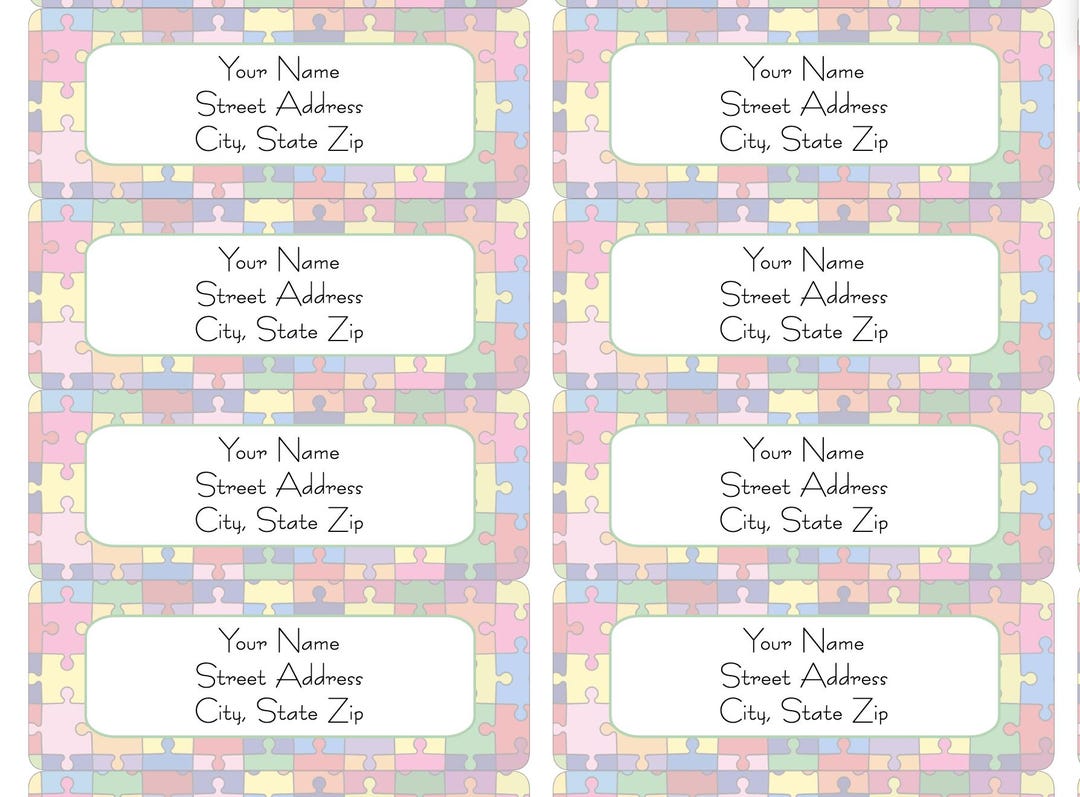 30 Faded Puzzle Labels-sheet of 30 Address Labels - Etsy