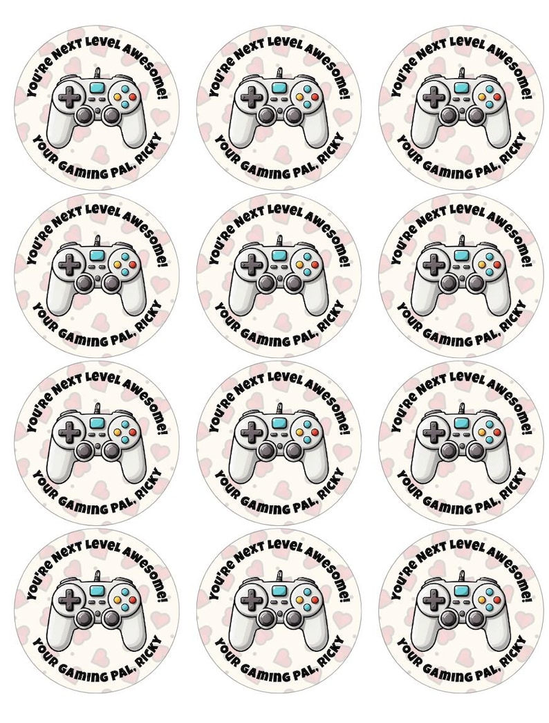 12 Gamer Valentine's Treat Tags- Sheet of 12 - Etsy