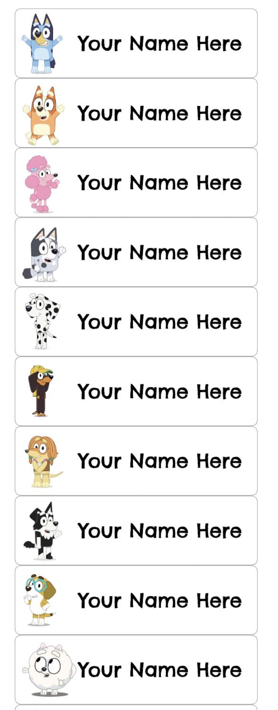 Bluey and Friends Weatherproof Labels- Sheet of 80 - Etsy