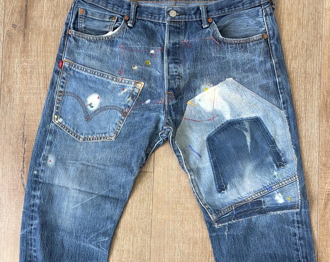 Levi’s 501 Jeans Men — Indigo, Fades, Patchwork, Denim Rework, Hand ...