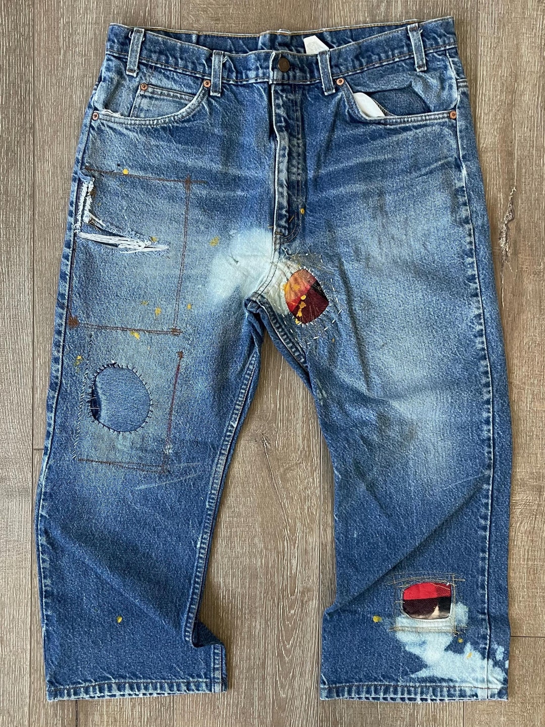 Levi’s 517 — Repaired Patchwork, Nice Contrasting Fades, Painted Denim ...