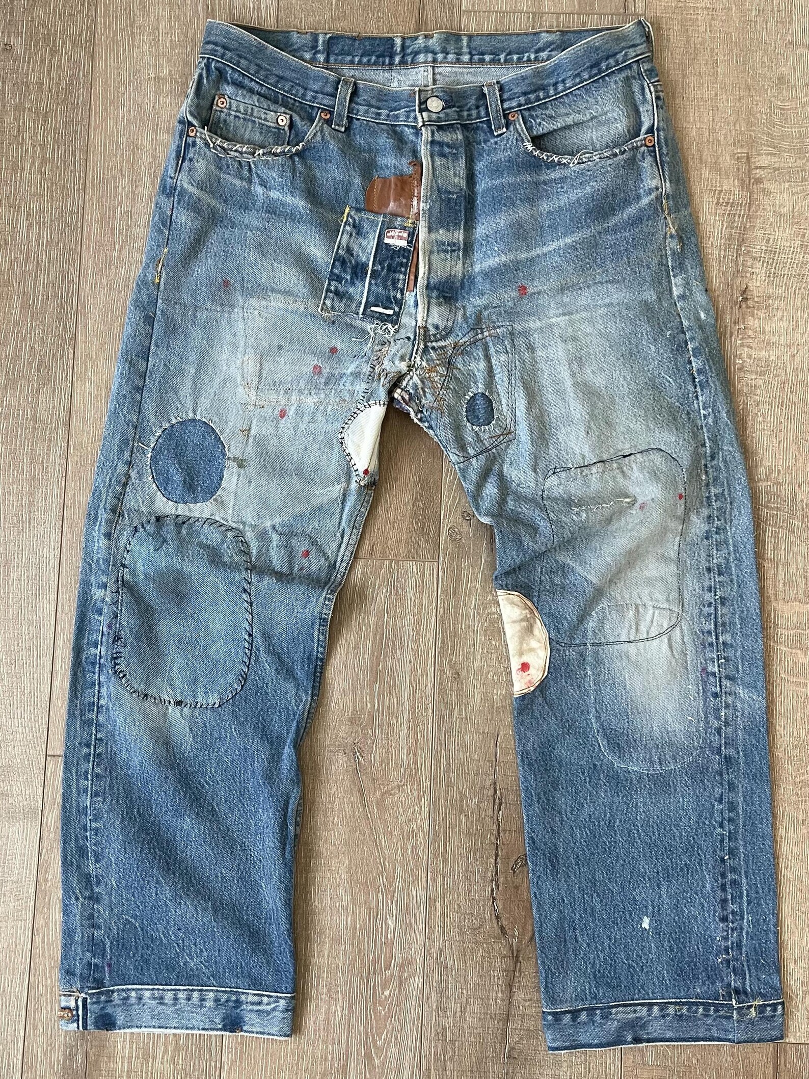 Levis 501xx Nice Contrasting Fades, Custom Patchwork, Banded Bottoms ...