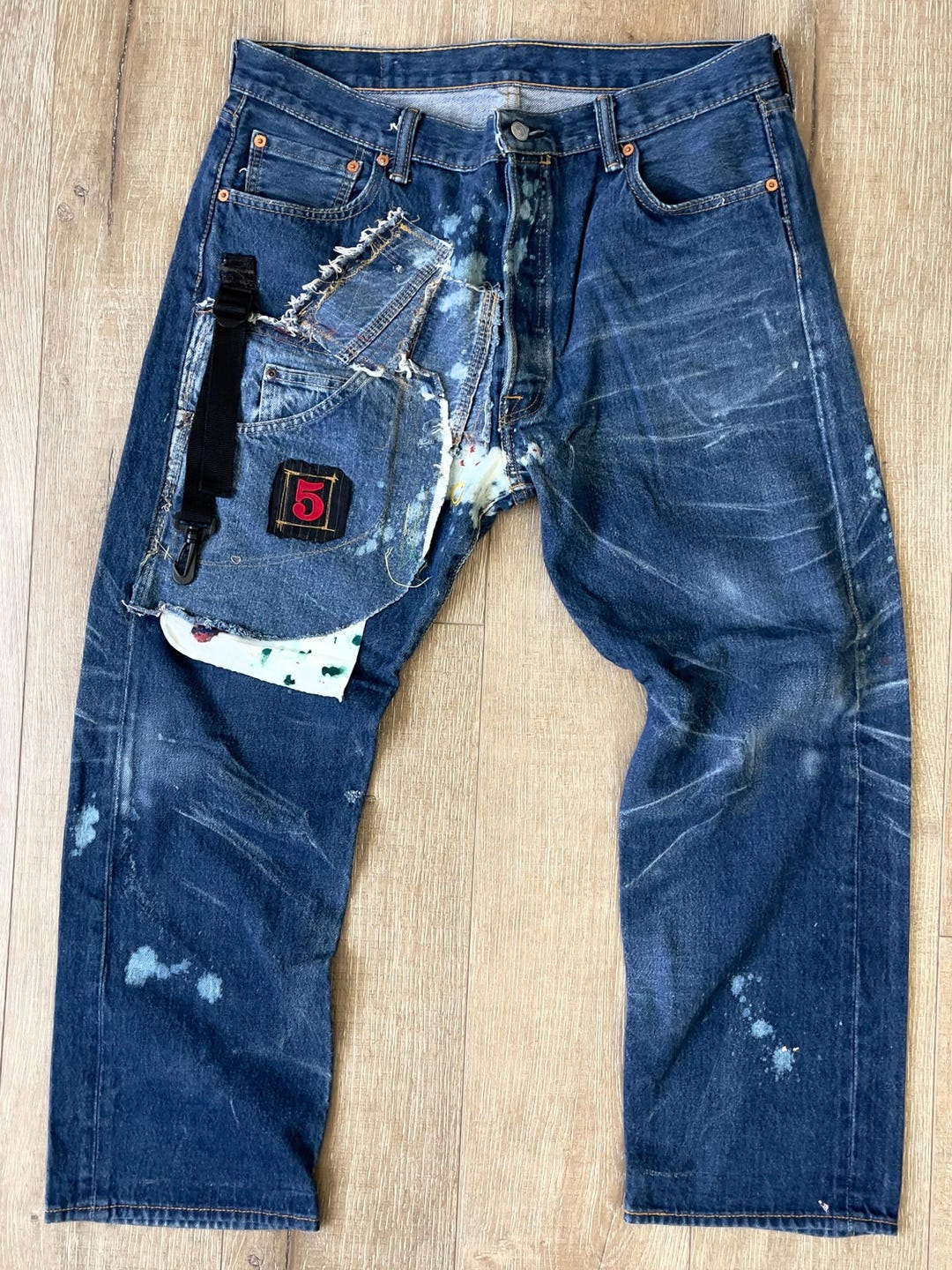 W37 L27.5 — 501 Jeans Men — Dark Indigo, Denim Rework, Contrast Fades ...