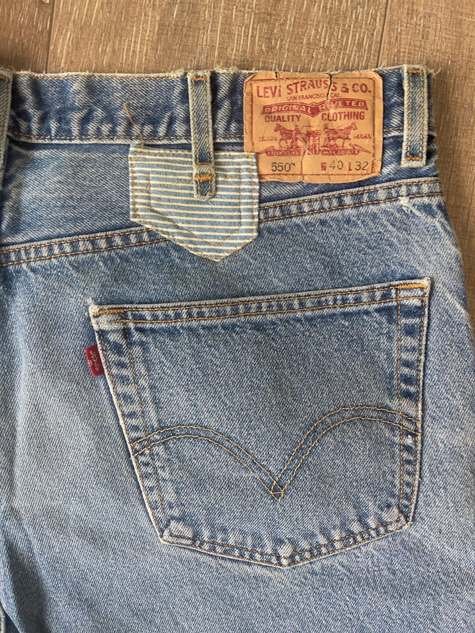 Levi’s 550 Denim Rework Jeans —ragged, Distressed, Excellent Patchworks ...