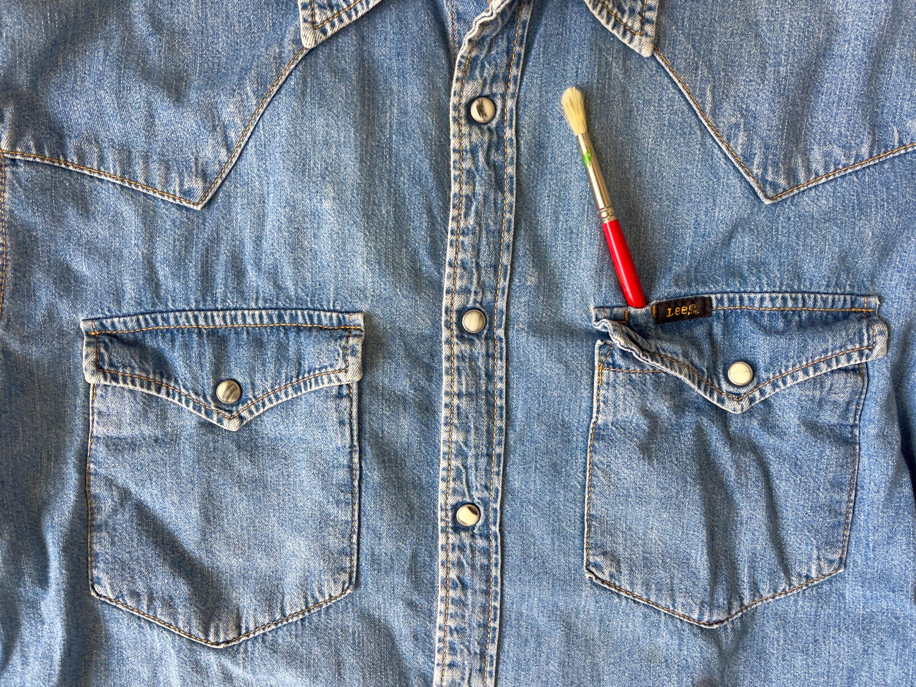 Vintage Lee Denim Shirt Men — Union Made, Western, Great Puckering ...