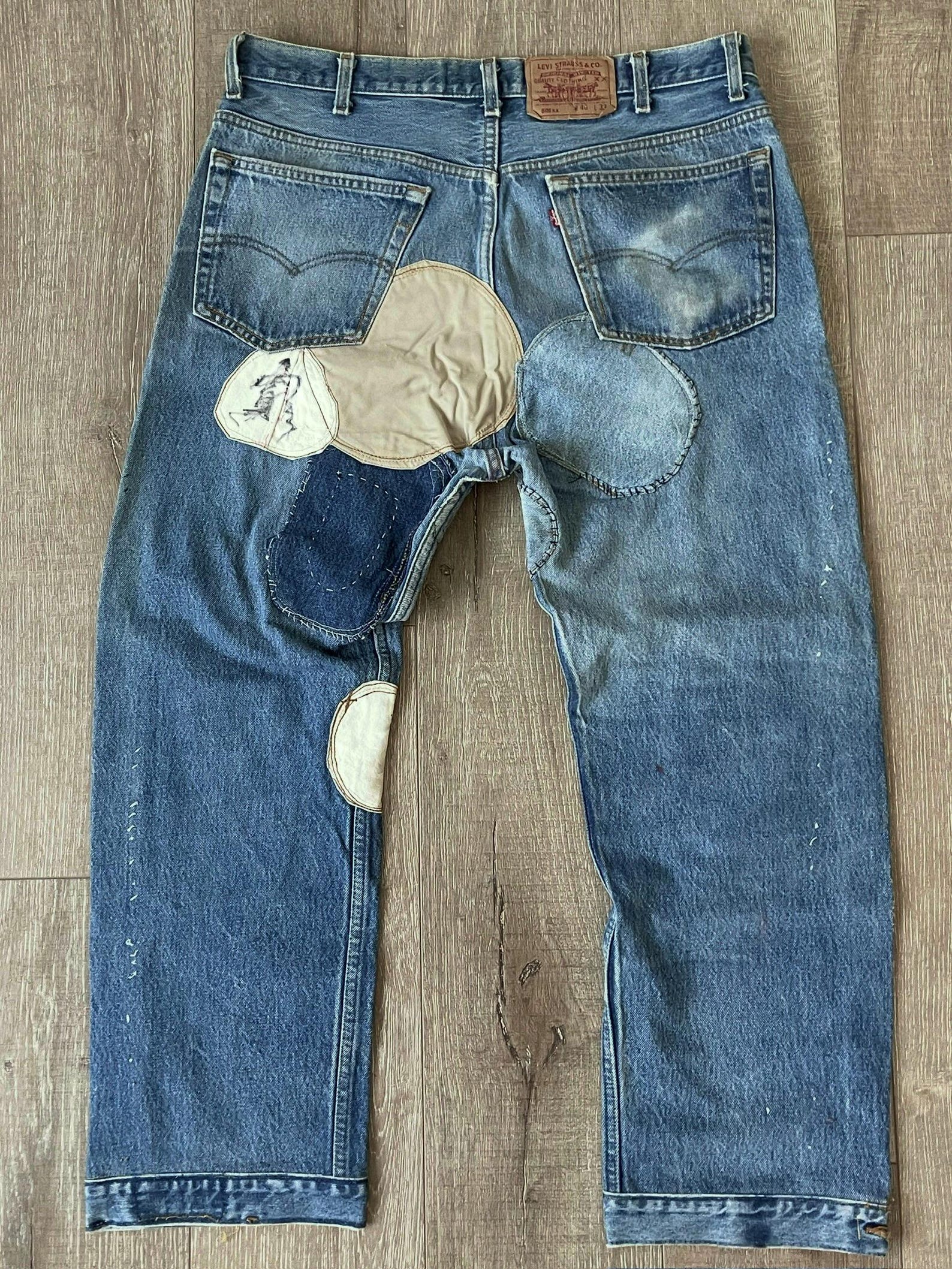 Levis 501xx Nice Contrasting Fades, Custom Patchwork, Banded Bottoms ...