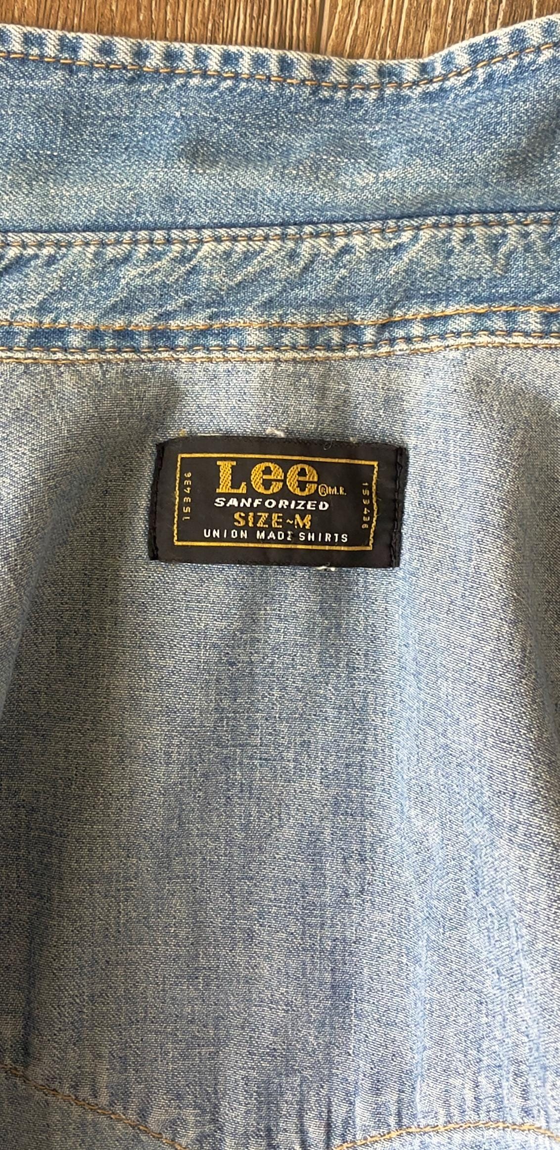 Vintage Lee Denim Shirt Men — Union Made, Western, Great Puckering ...