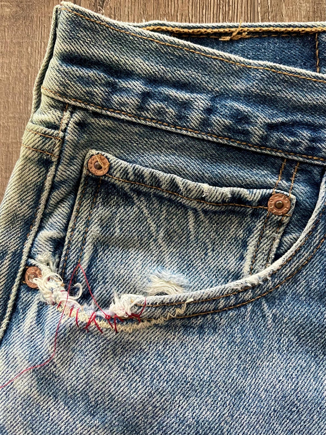 Levis 501xx Awesome Faded Glory With Stitching Repair Art, Denim Jeans ...