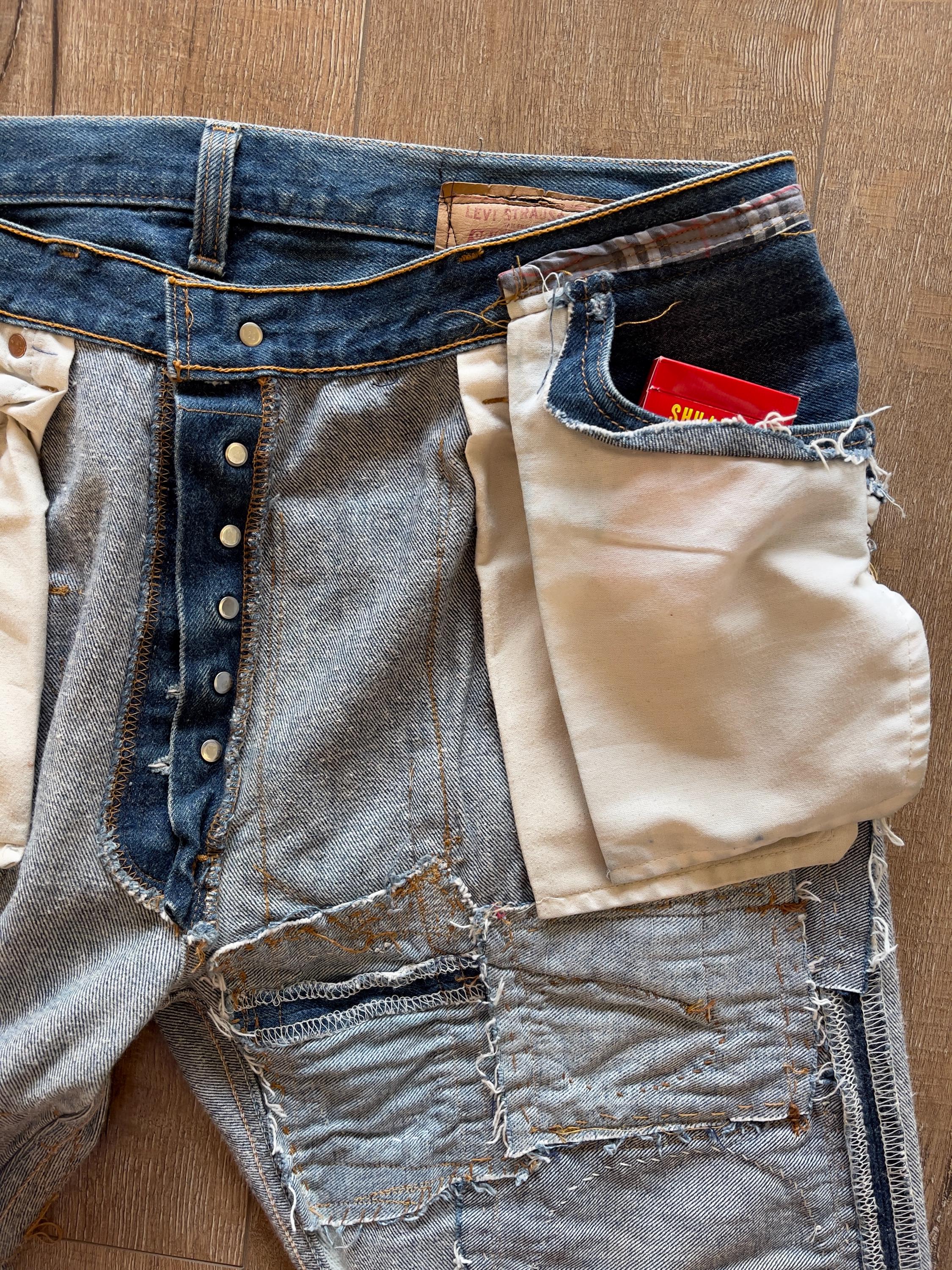 W36.5 L29 — 501xx Jeans — 1990s, #524 Rivets, Contrasting Fades, Ragged ...