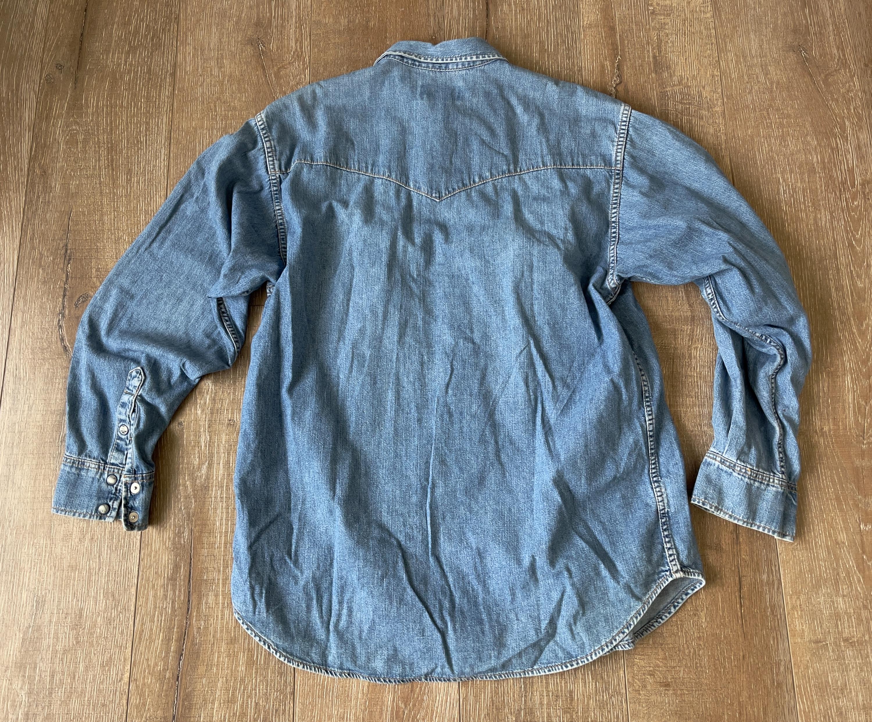 Vintage Lee Denim Shirt Men — Union Made, Western, Great Puckering ...
