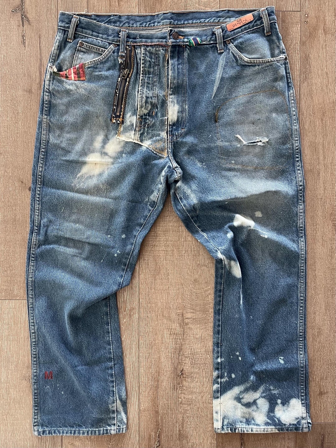 W41 L29 — Jeans — Custom Redesigned, Distressed, Denim Rework - Etsy