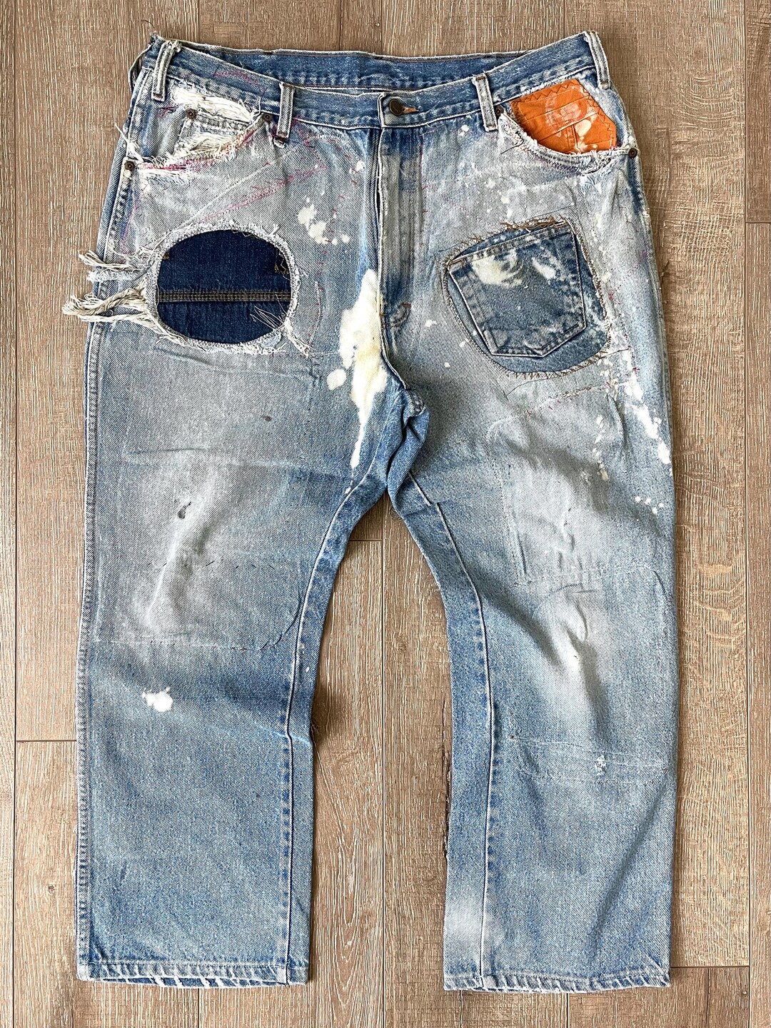 Dickies Ragged & Redesigned, Inner Outer Patchwork, Denim Jeans - Etsy