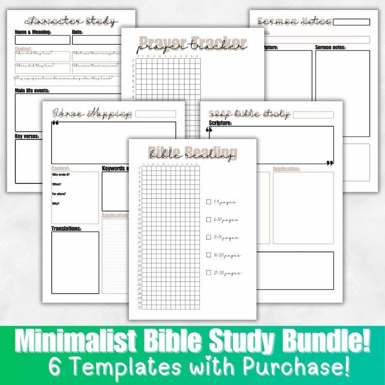 Bible Study Template Bundle | SOAP Bible Study | Verse Mapping Template ...