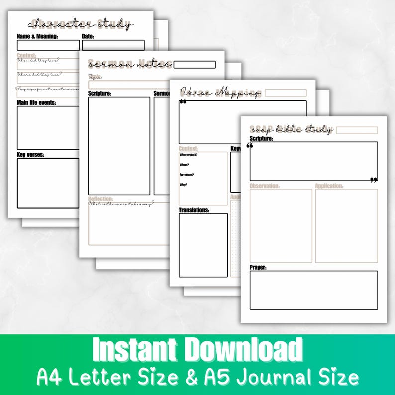 Bible Study Template Bundle | SOAP Bible Study | Verse Mapping Template | Bible Reading Tracker ...
