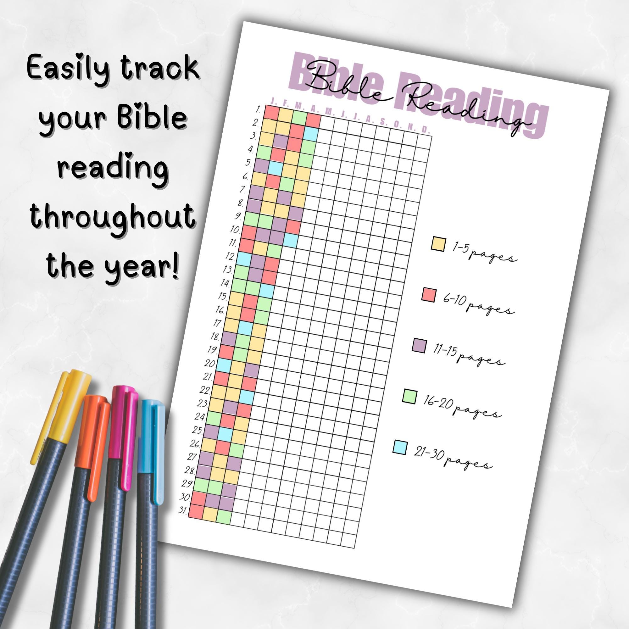 BIBLE TRACKER | Yearly Bible Tracker | Printable Journal Page | Bible ...
