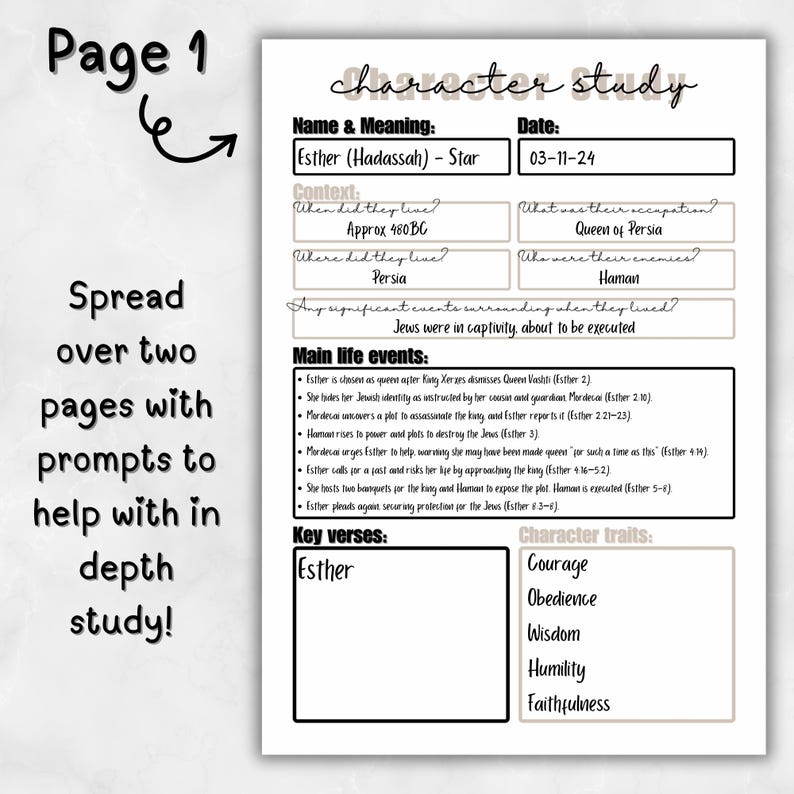 Bible Character Study Template | Printable Bible Character Study Guide ...