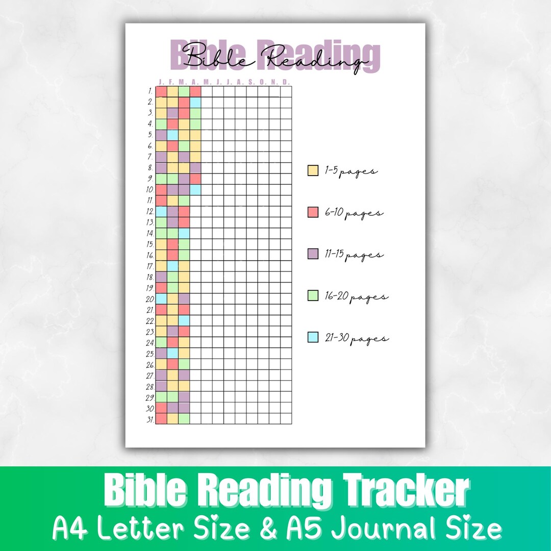 BIBLE TRACKER | Yearly Bible Tracker | Printable Journal Page | Bible ...