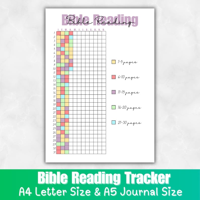 BIBLE TRACKER | Yearly Bible Tracker | Printable Journal Page | Bible ...