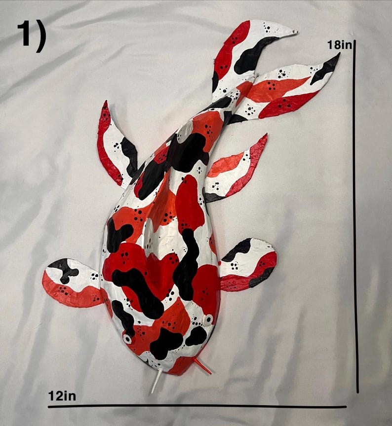 Handmade Paper Mache Koi Fish Wall Decor: Zen Coastal Art - Etsy