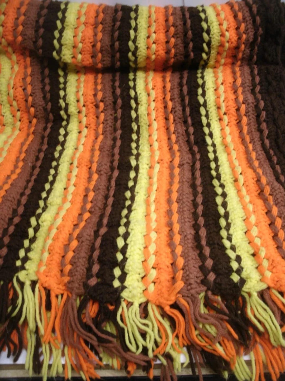 Vintage Hand Crochet Afghan Bedspread Coverlet 44x78 Fringe Edge - Etsy
